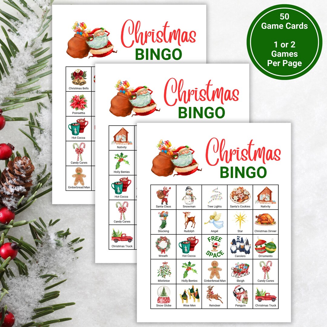 Christmas Bingo Games, Printable Bingo Game Cards, Games for Adults and ...