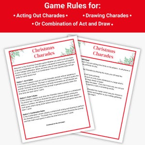 Christmas Charades Party Game, Printable Charades Cards, Games for Kids ...