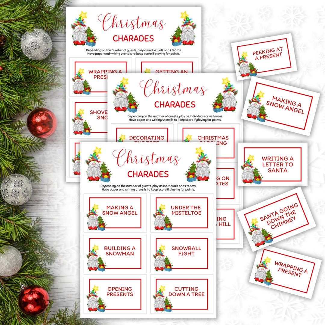 Christmas Charades Cards, Printable Group Games for Family, Office ...
