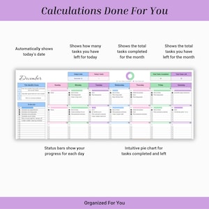 Monthly Calendar Checklist, Google Sheets Productivity Planner ...