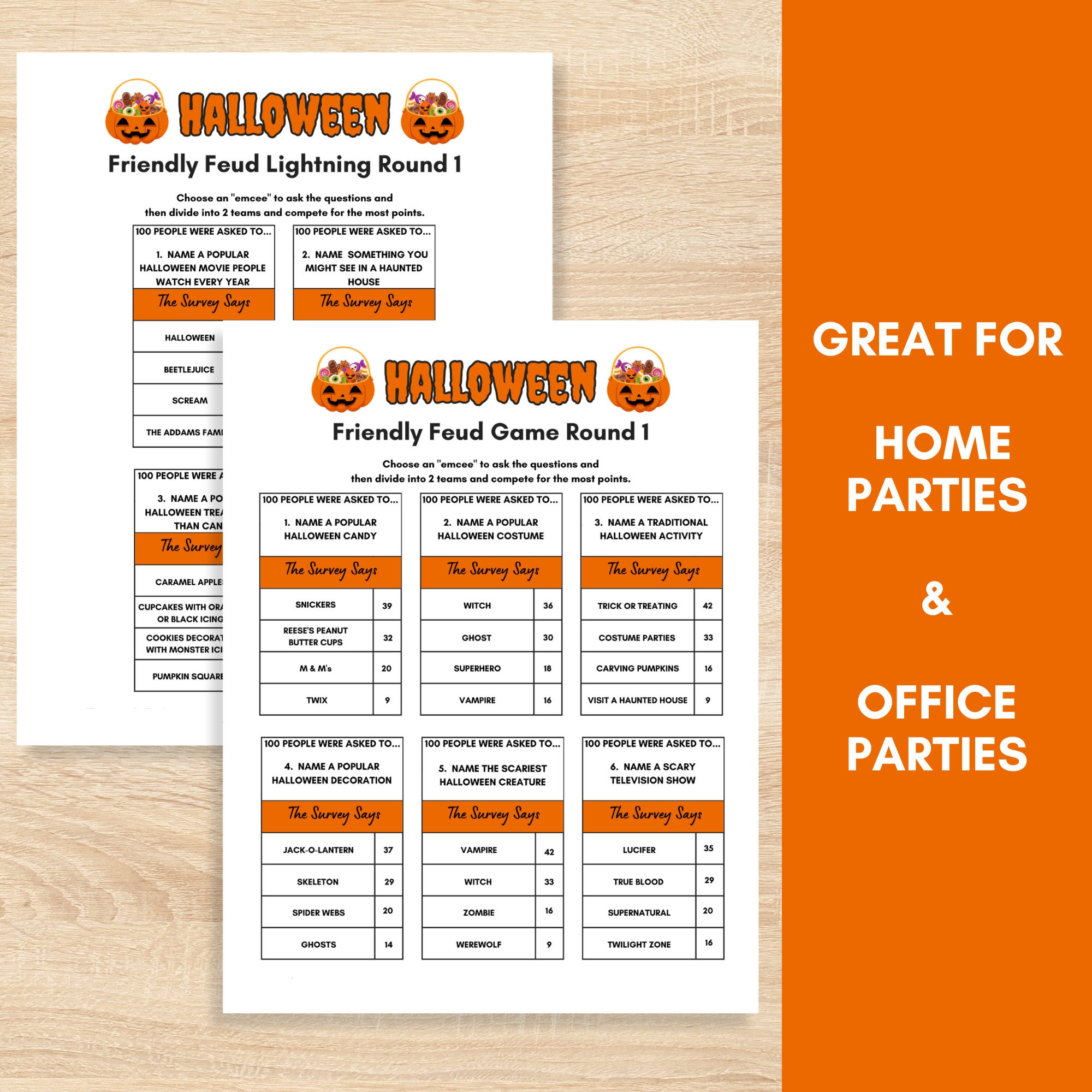 Halloween Friendly Feud Game, Printable Adult Games, Halloween ...