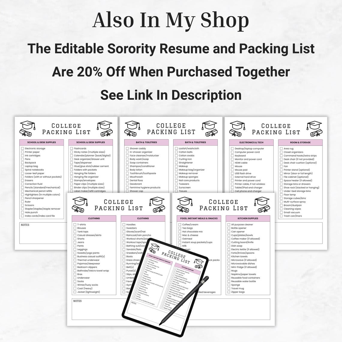 Editable Sorority Resume Template With Picture Frame, Resume Cover ...