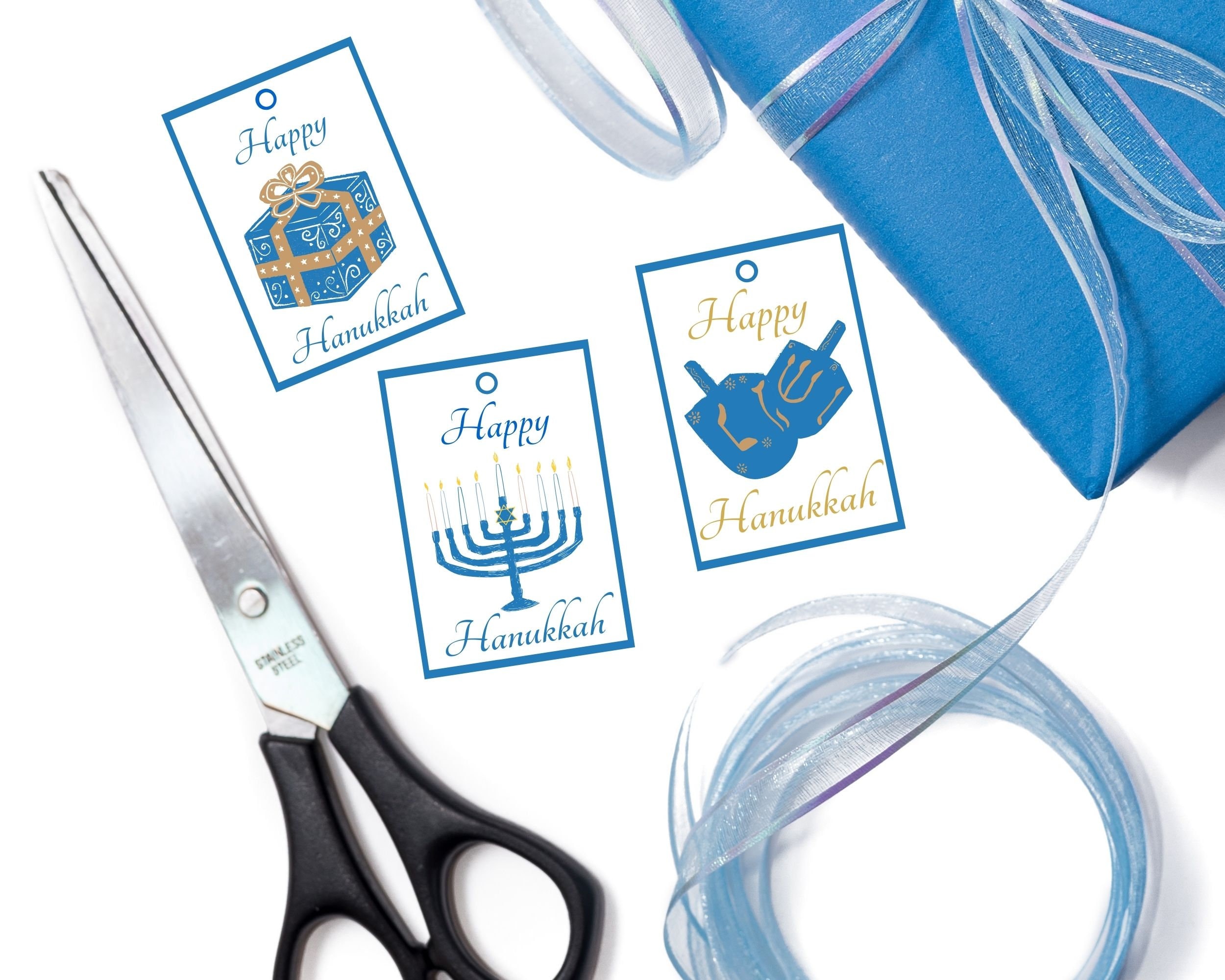 Happy Hanukkah Gift Tags, Printable Hanukkah Gift Tags, Gift Labels ...
