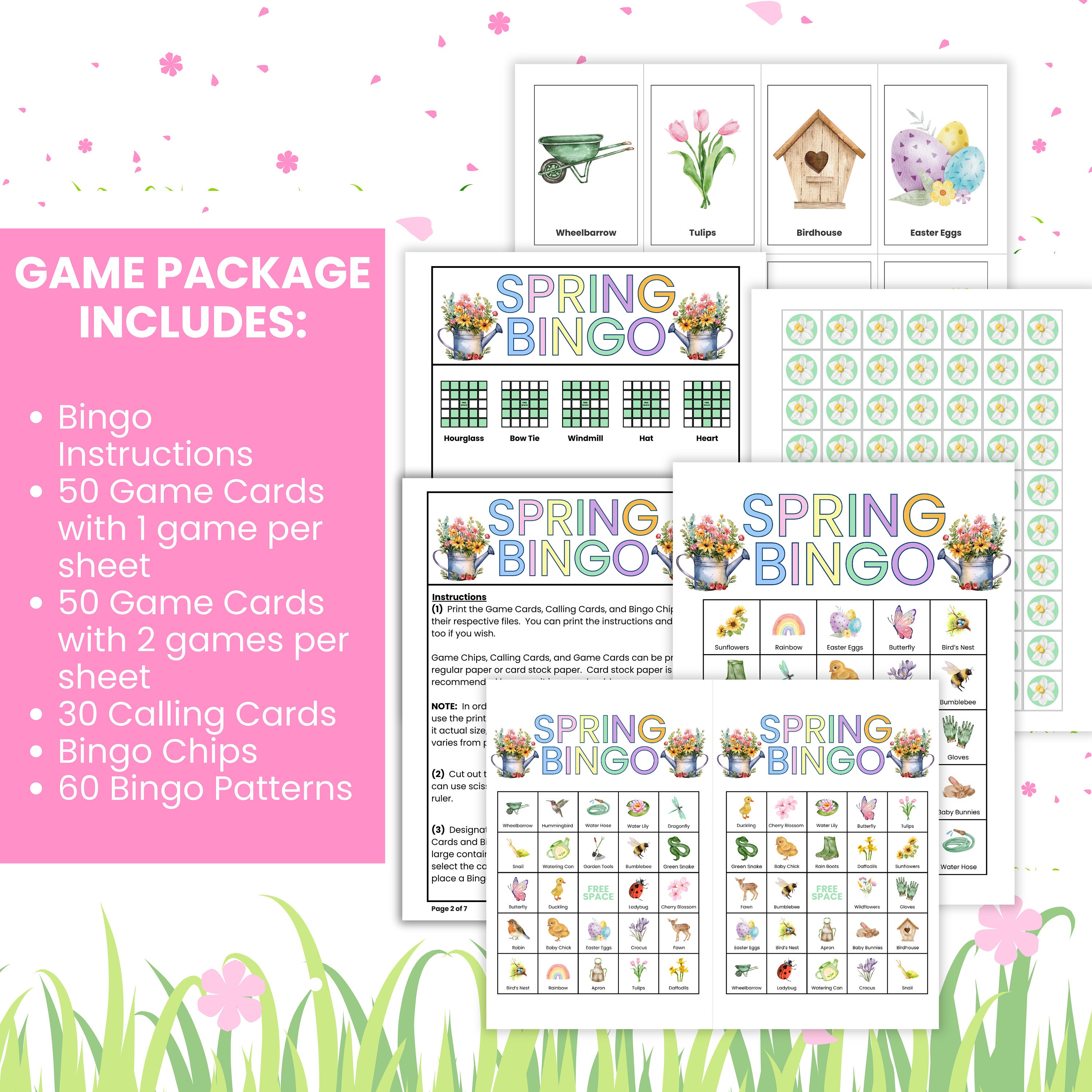 Printable Spring Bingo Games, Bingo Patterns, Springtime Bingo, Tea ...