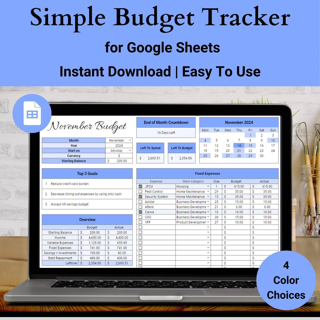 Google Sheets Budget Tracker, Income and Expense Tracker, Bill Calendar ...