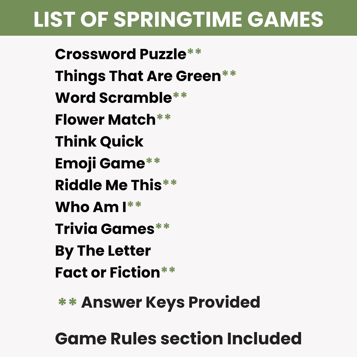 Printable Spring Party Games, Garden Party Games for Adults, Seniors ...