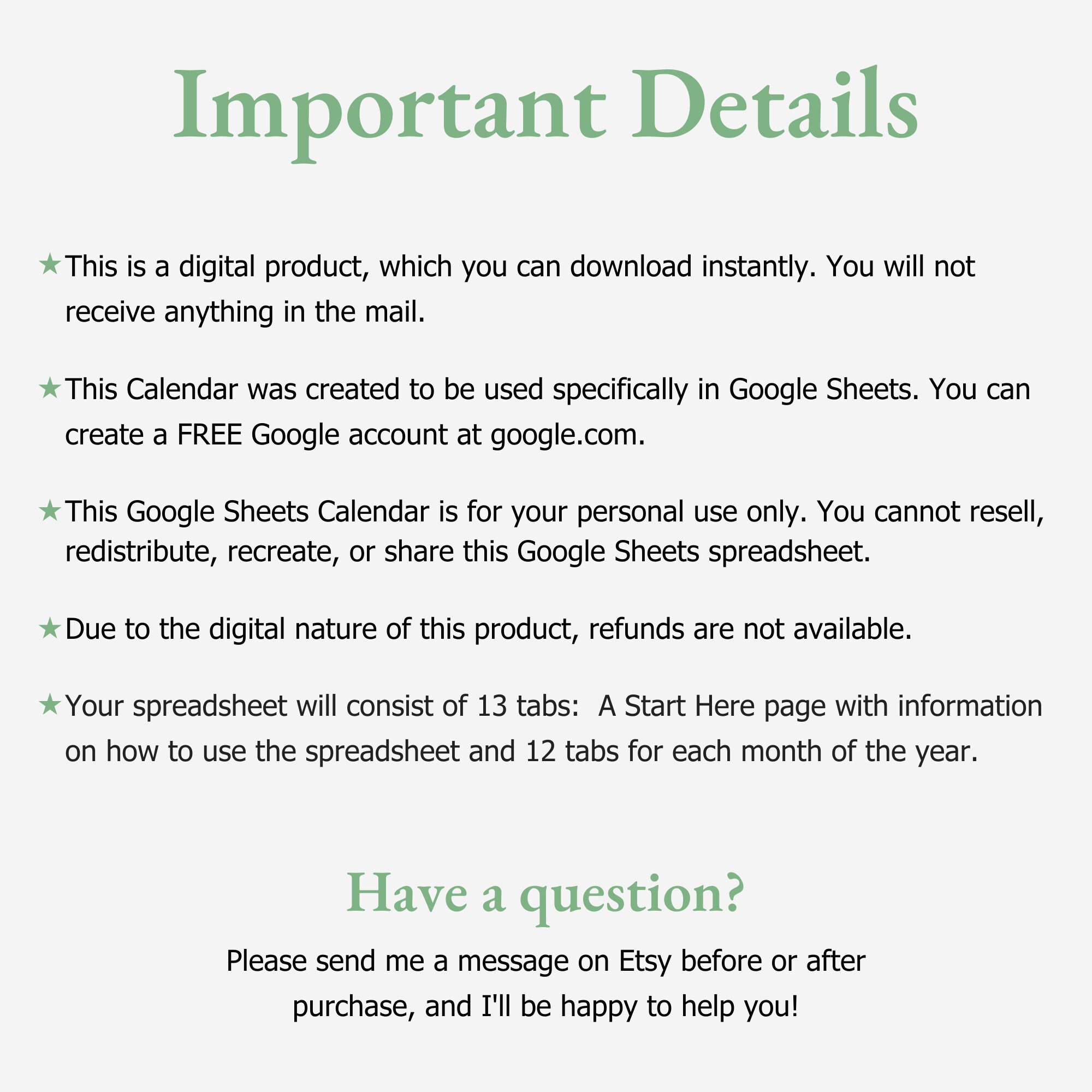 Editable Calendar for Google Sheets, Daily, Weekly, Monthly Task ...