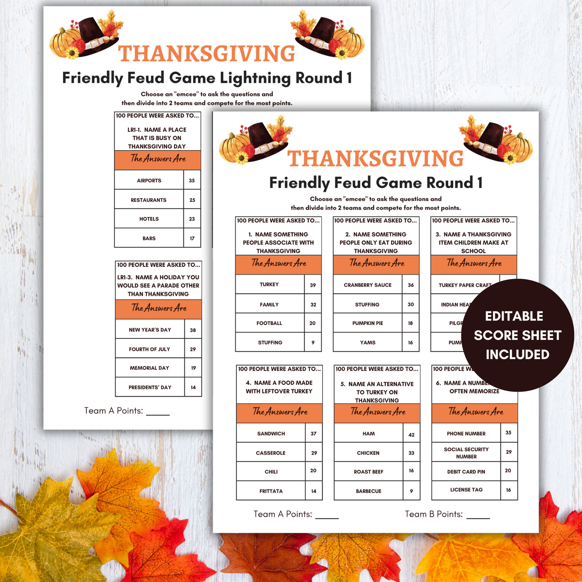 Thanksgiving Friendly Feud Game, Friendsgiving Games, Printable Games ...