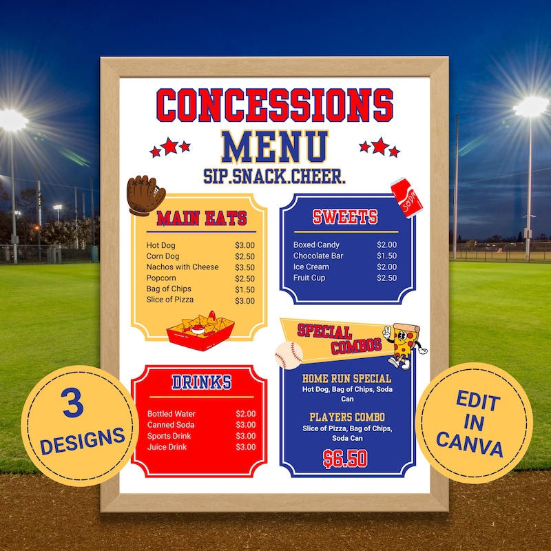 Concession Price List Template - Etsy