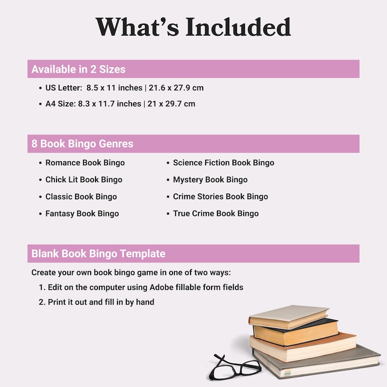 Printable Book Bingo for Adults, Reading Challenge, TBR Prompts ...