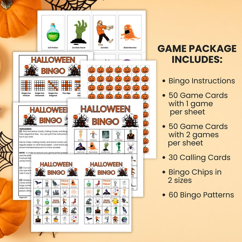 Halloween Bingo Game, 50 Unique Bingo Cards, Printable Halloween ...