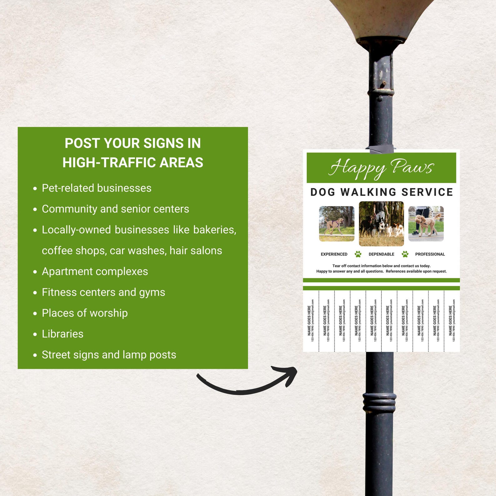 Dog Walker Services Tear off Flyer Template, Summer Dog Walking ...