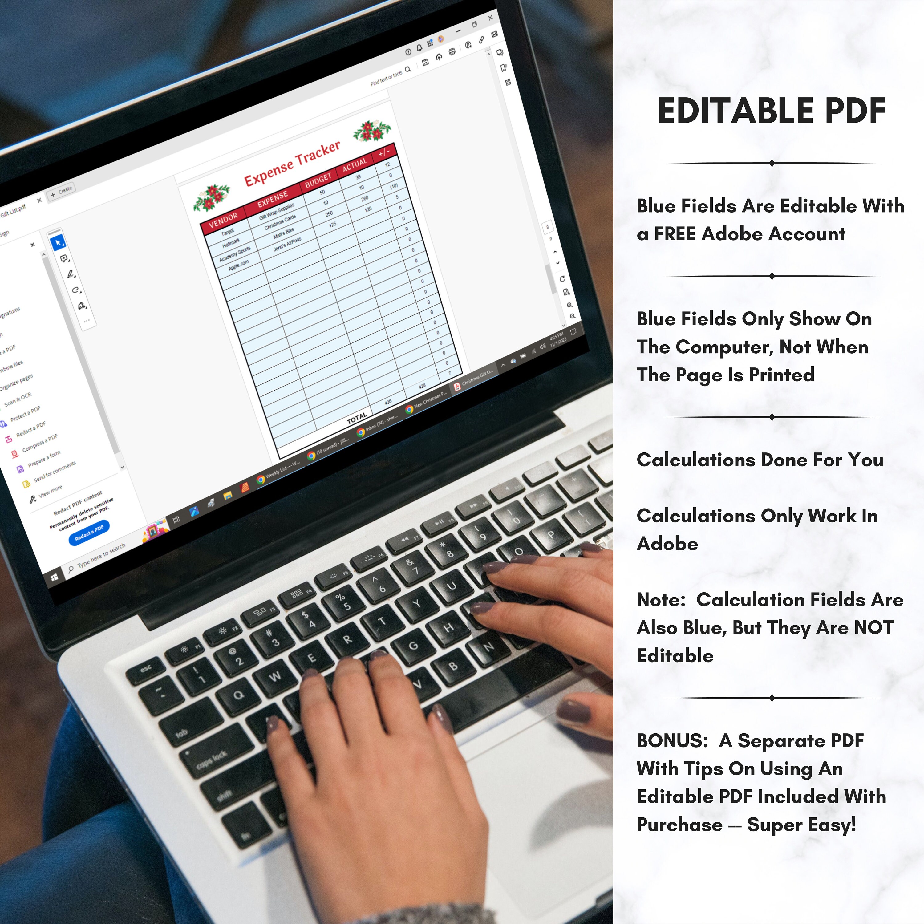 Editable Christmas Gift List, Printable Holiday Shopping List Planner ...