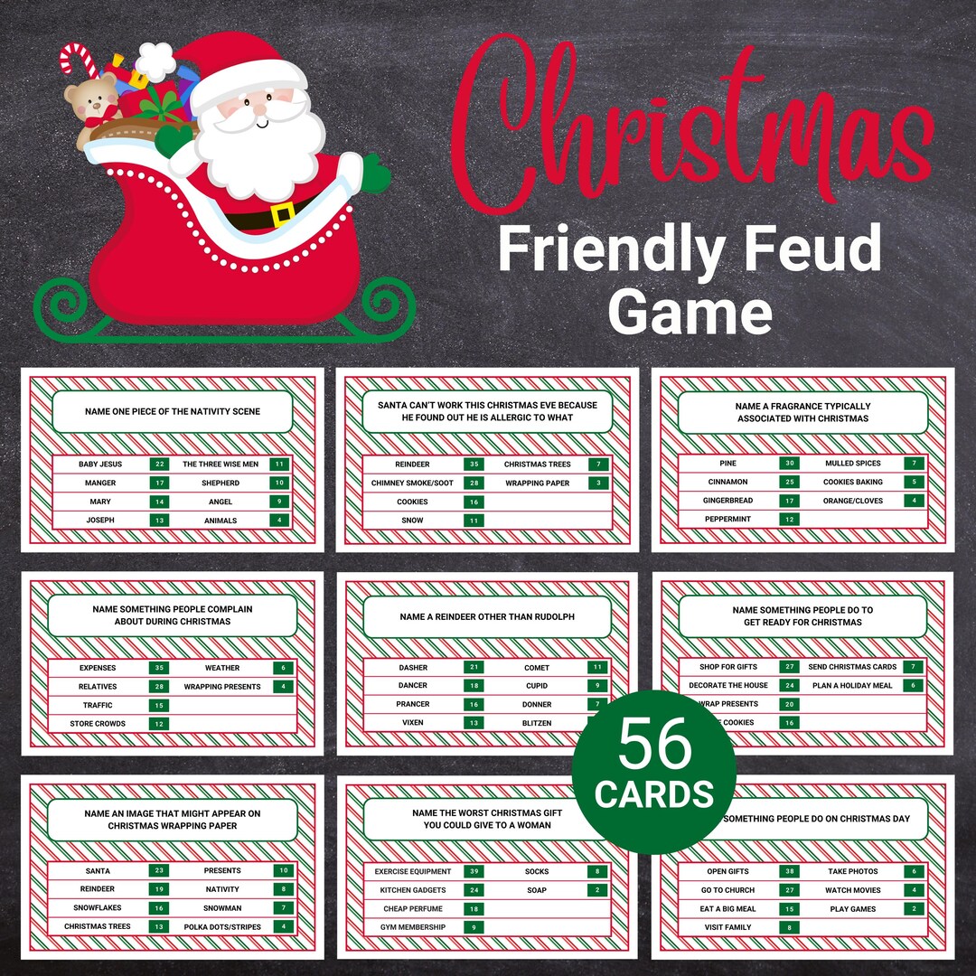 Christmas Friendly Feud Game, Family Game Night, Fun Office Group Games ...