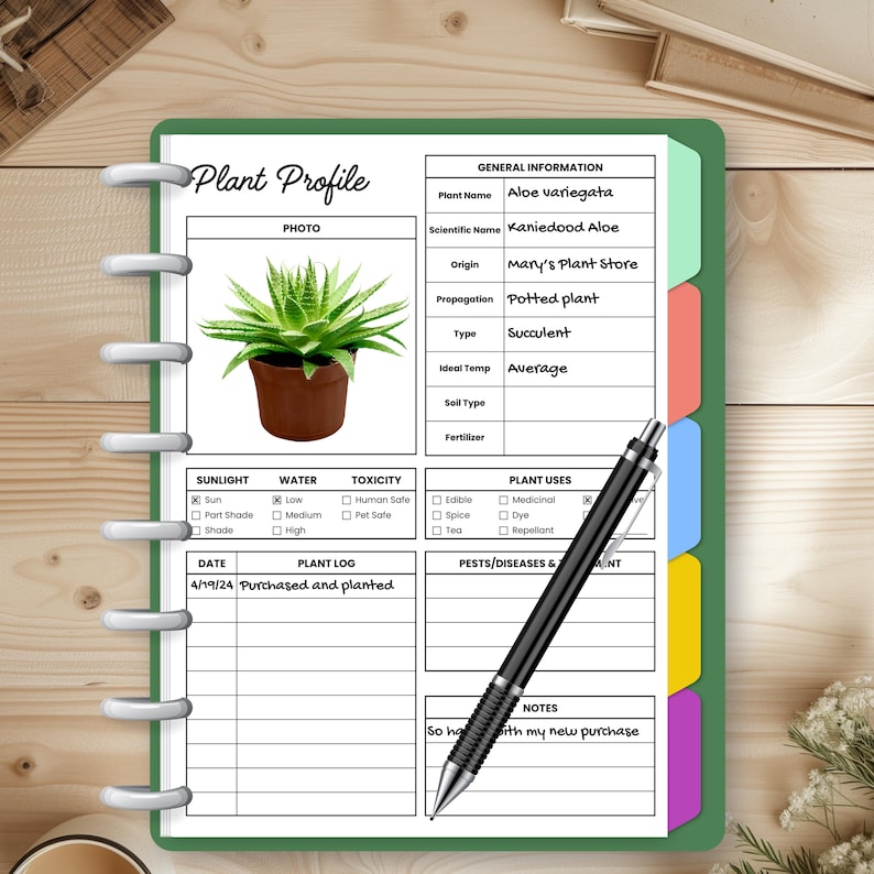 Plant Profile, Watering Schedule, Plant Care Journal, Houseplant Care ...