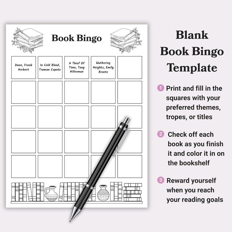 Printable Book Bingo for Adults, Reading Challenge, TBR Prompts ...