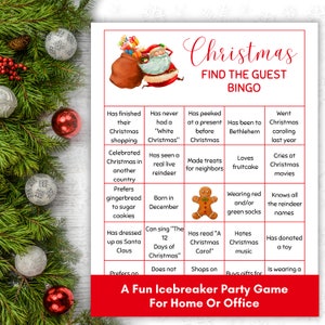 Christmas Find the Guest Bingo Game, Christmas Party Games, Printable ...