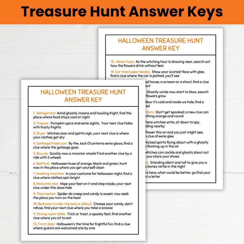 Halloween Treasure Hunt Party Game for Teens and Tweens, Printable Clue ...