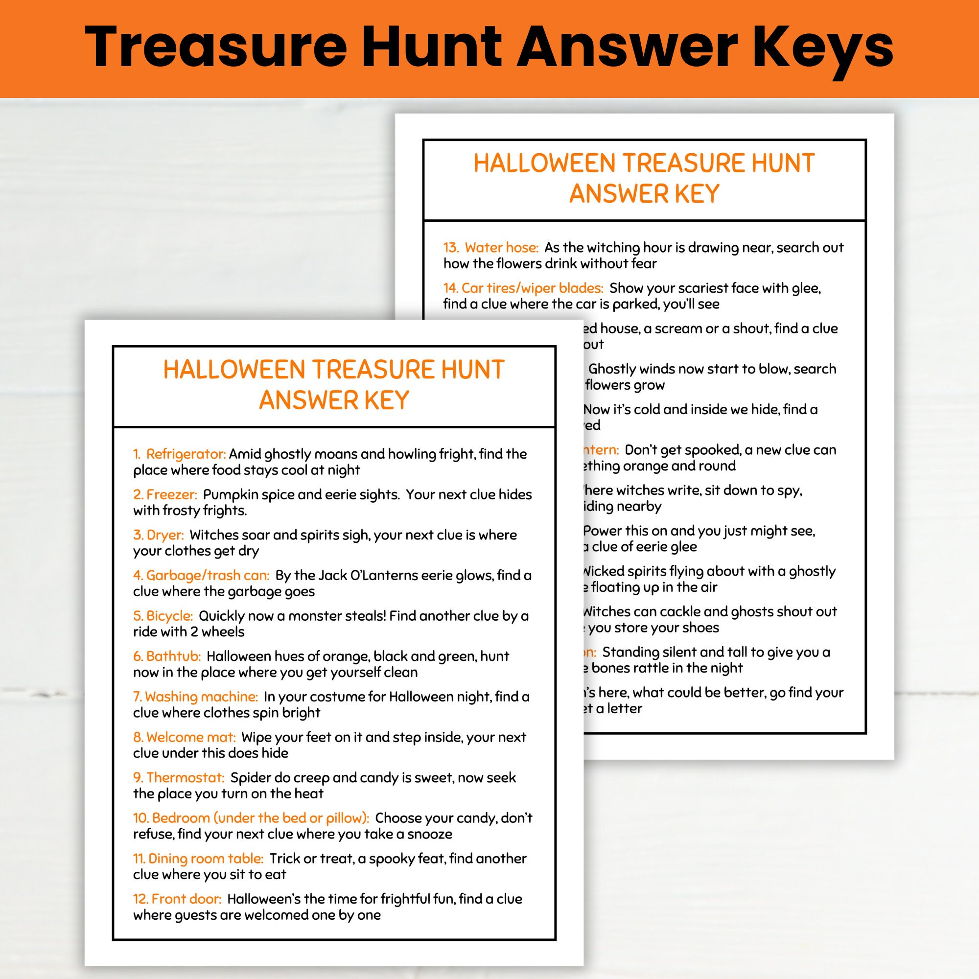 Halloween Treasure Hunt Party Game for Teens and Tweens, Printable Clue ...