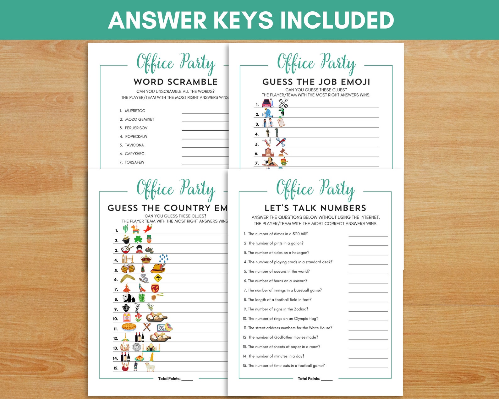 Office Party Games Printable, Ice Breaker Games for Work, Holiday Work ...