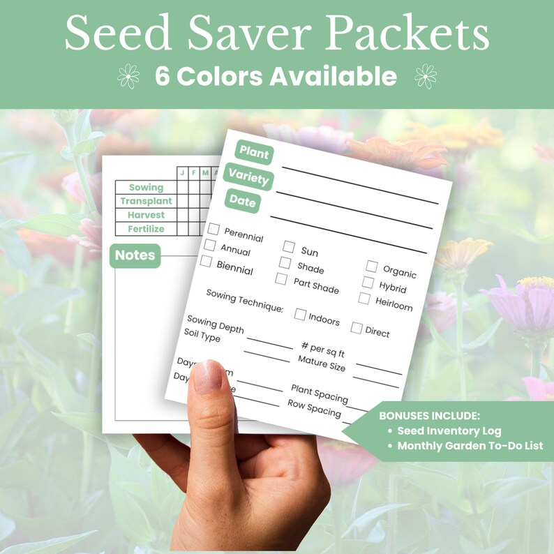 Garden Seed Saver Packet Template, Printable Seed Saver Envelopes ...