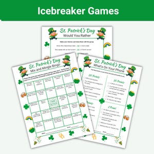 St Patricks Day Printable Party Game Bundle, Irish Party Games for ...