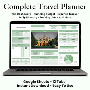 Travel Planner, Google Sheets Digital Trip Planner, Travel Budget ...