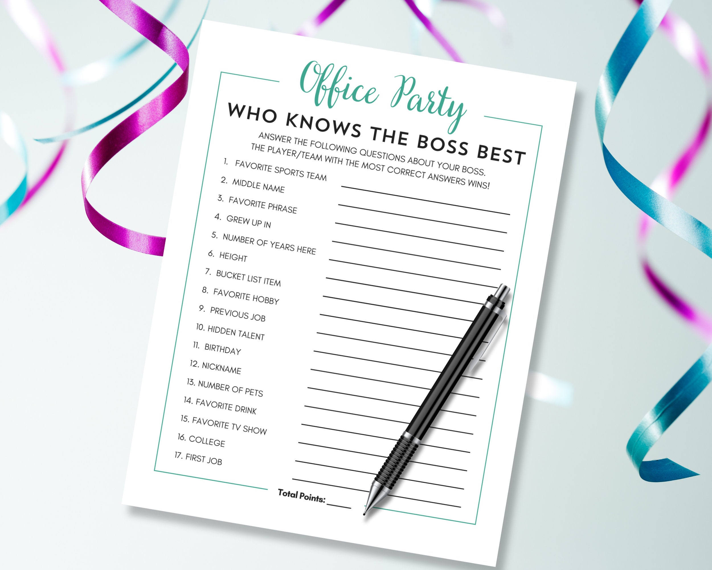 Office Party Games Printable, Ice Breaker Games for Work, Holiday Work ...