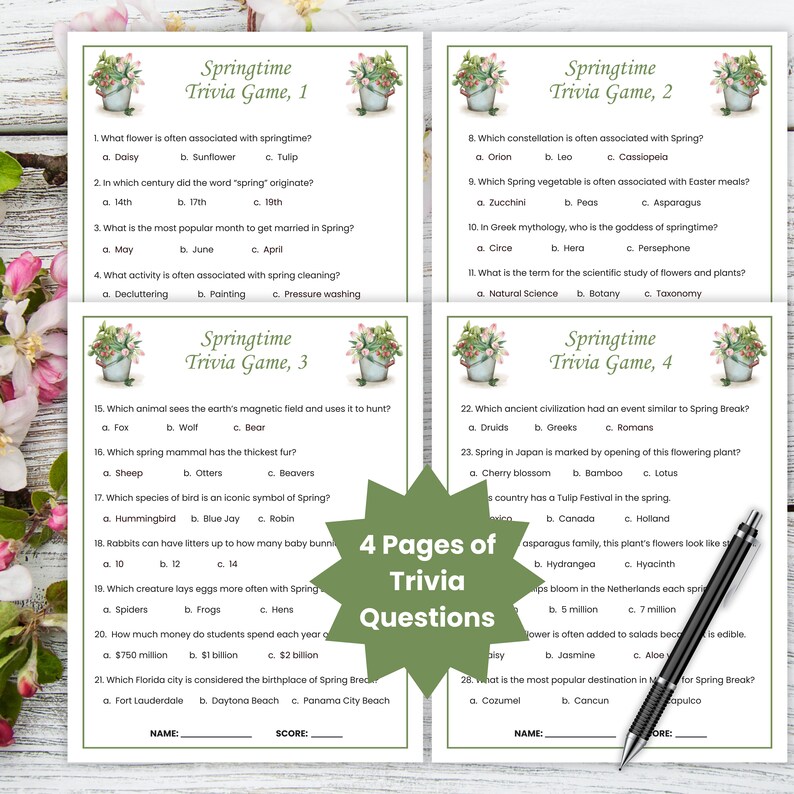 Printable Spring Party Games, Garden Party Games for Adults, Seniors ...