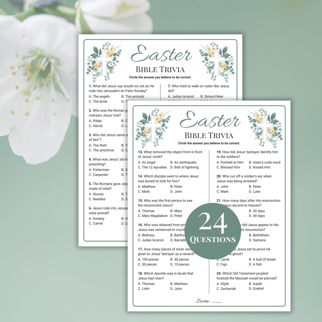 Easter Bible Trivia Game, Printable Party Game, Christian Easter ...