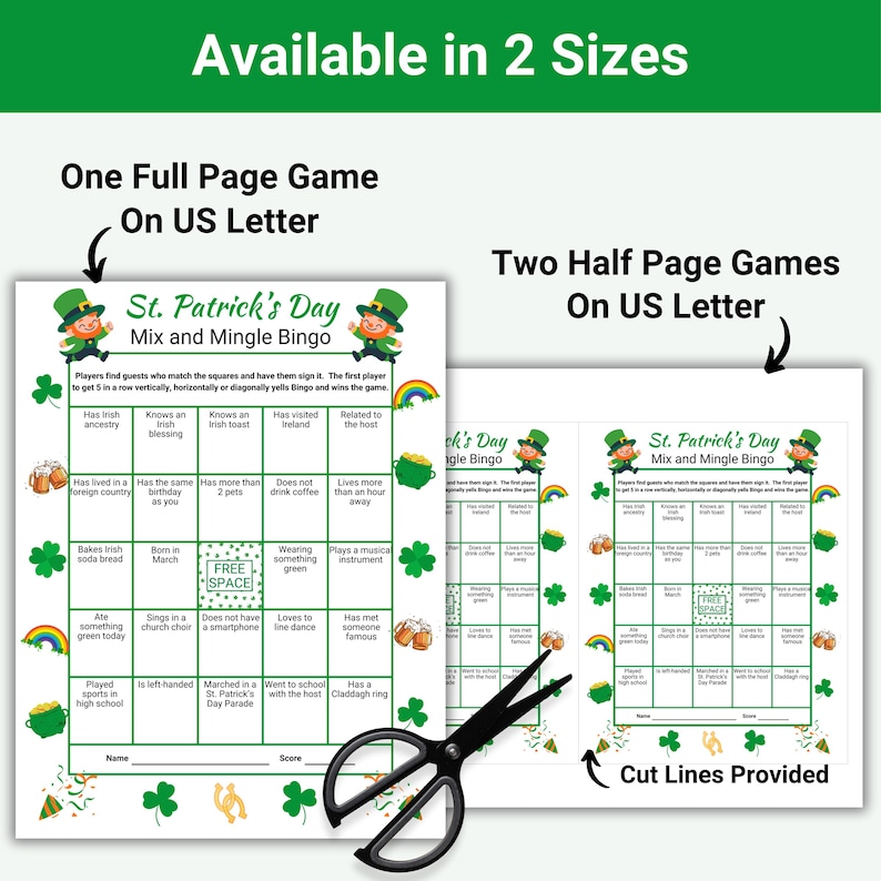 St Patricks Day Mix and Mingle Printable Party Game, Find the Guest ...