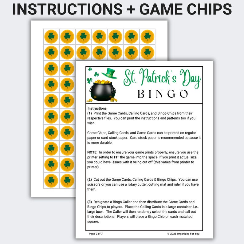 St Patricks Day Printable Bingo Game, Family Bingo Games for Kids ...