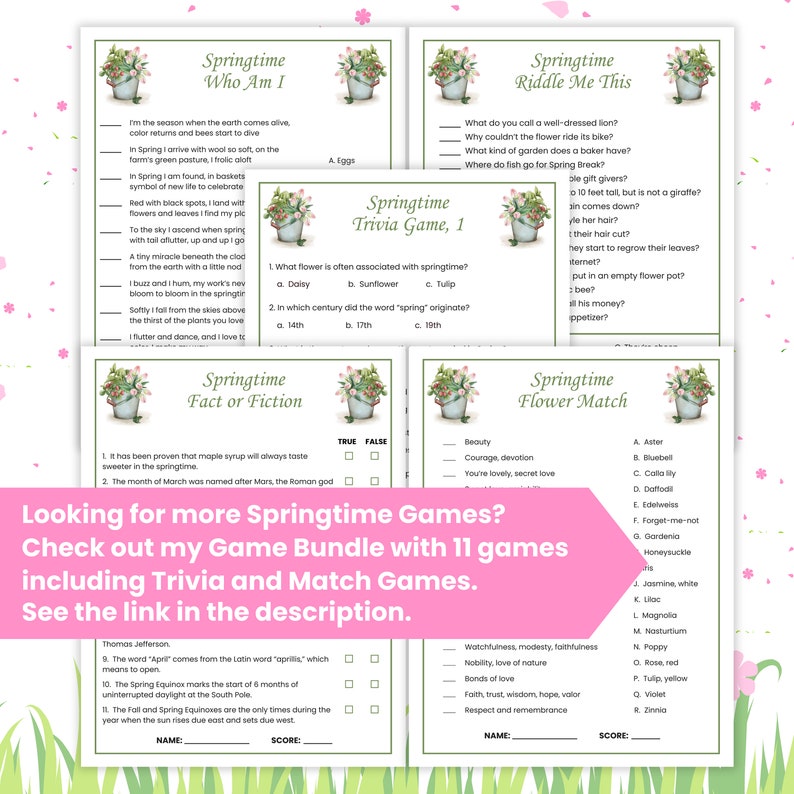 Printable Spring Bingo Games, Bingo Patterns, Springtime Bingo, Tea ...