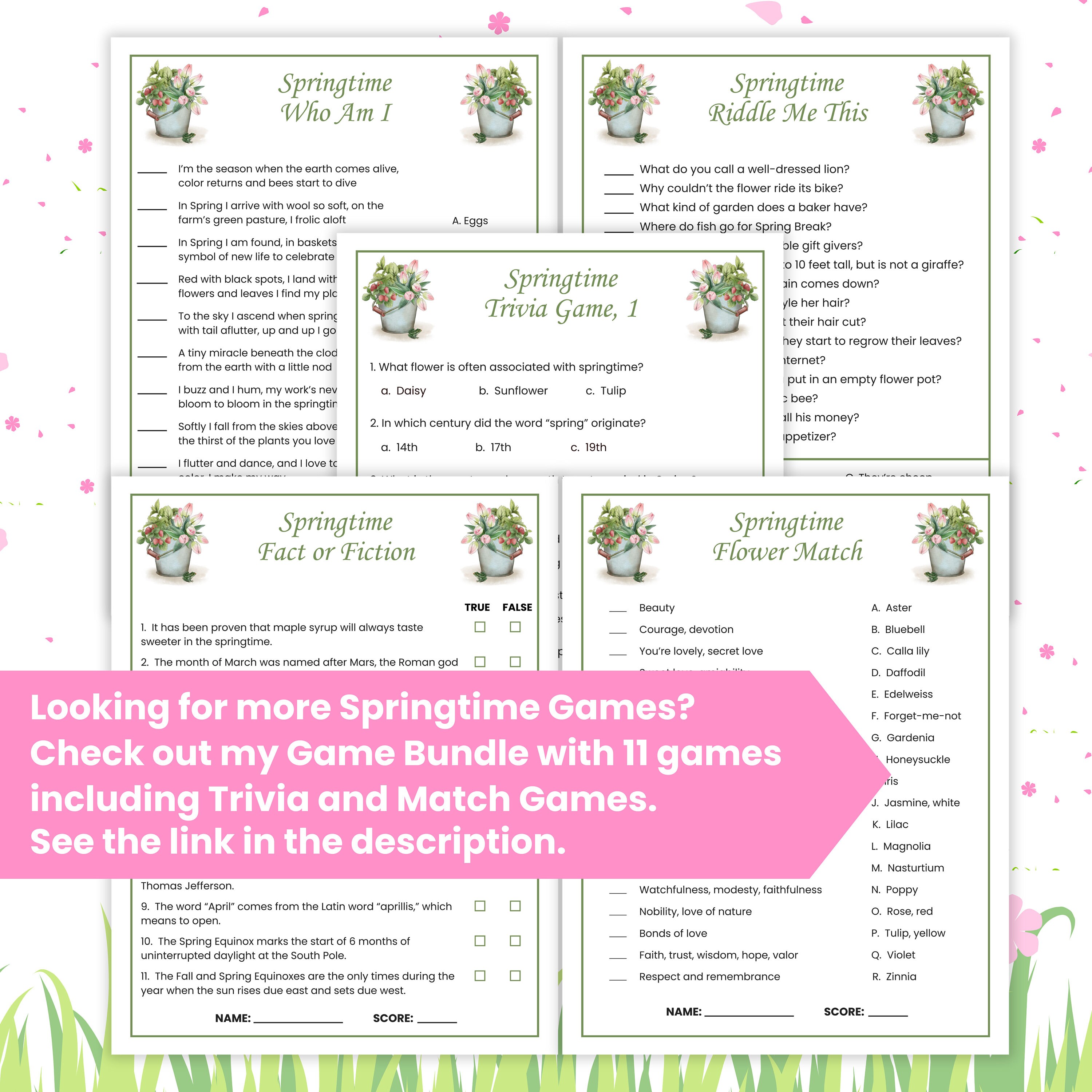 Printable Spring Bingo Games, Bingo Patterns, Springtime Bingo, Tea ...