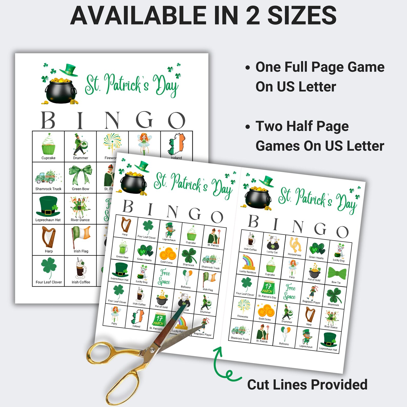 St Patricks Day Printable Bingo Game, Family Bingo Games for Kids ...