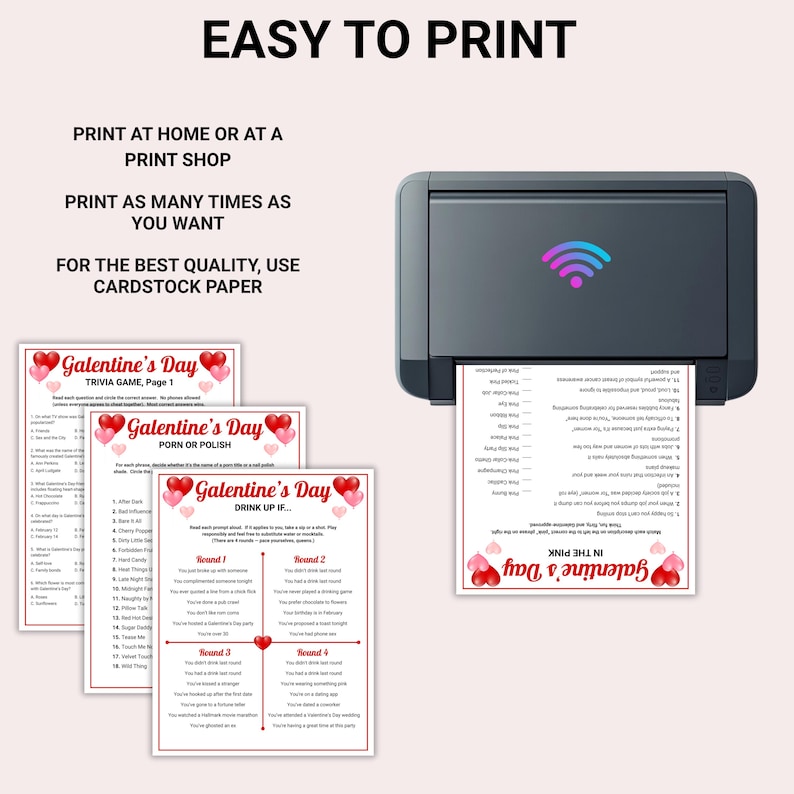 Galentines Day Games Bundle, Printable Party Games, Trivia Questions ...