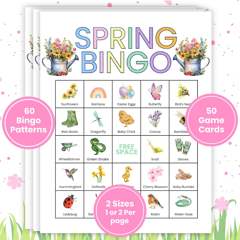 Printable Spring Bingo Games, Bingo Patterns, Springtime Bingo, Tea ...