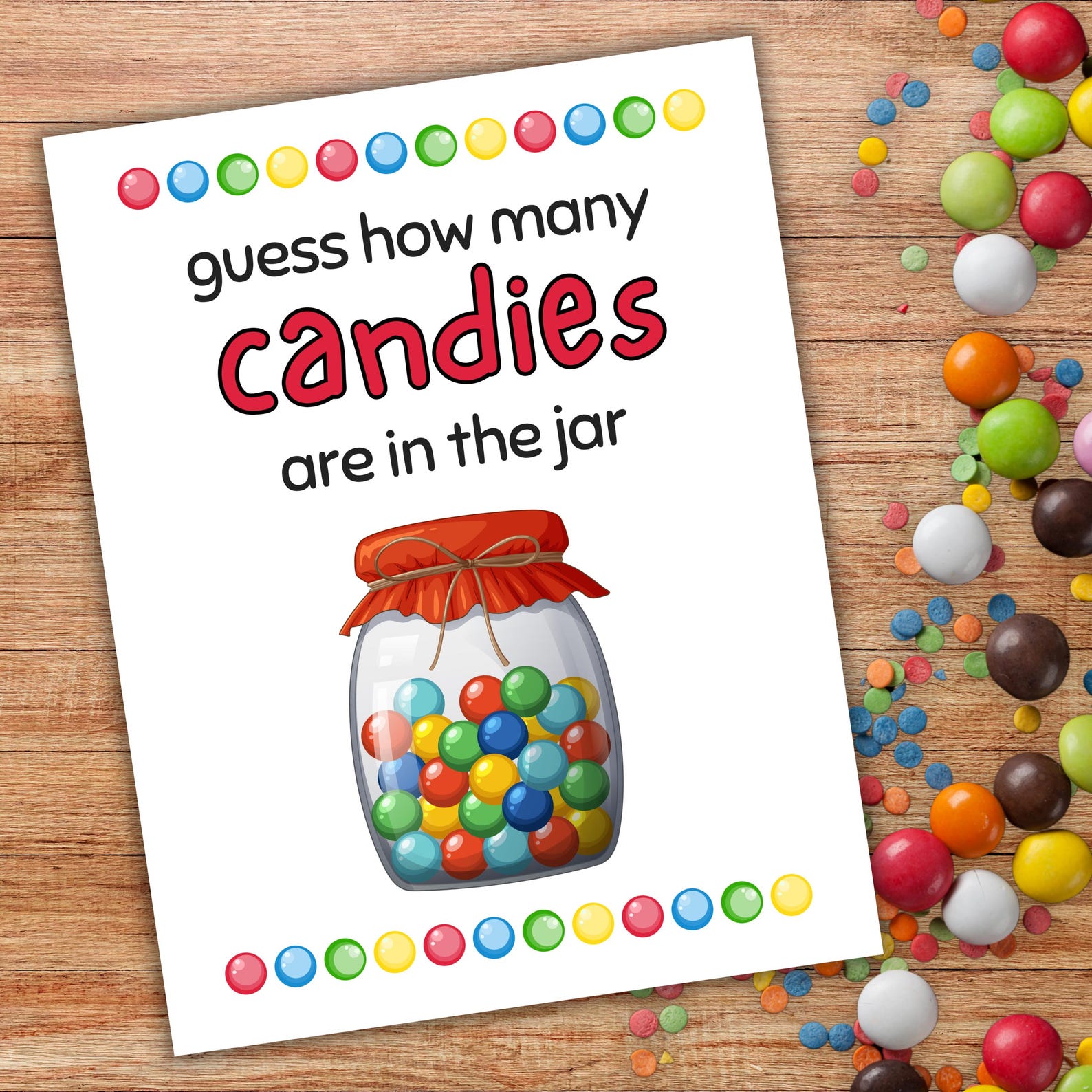 Candy Guessing Game Printable, Guess How Many Candies Sign & Cards ...