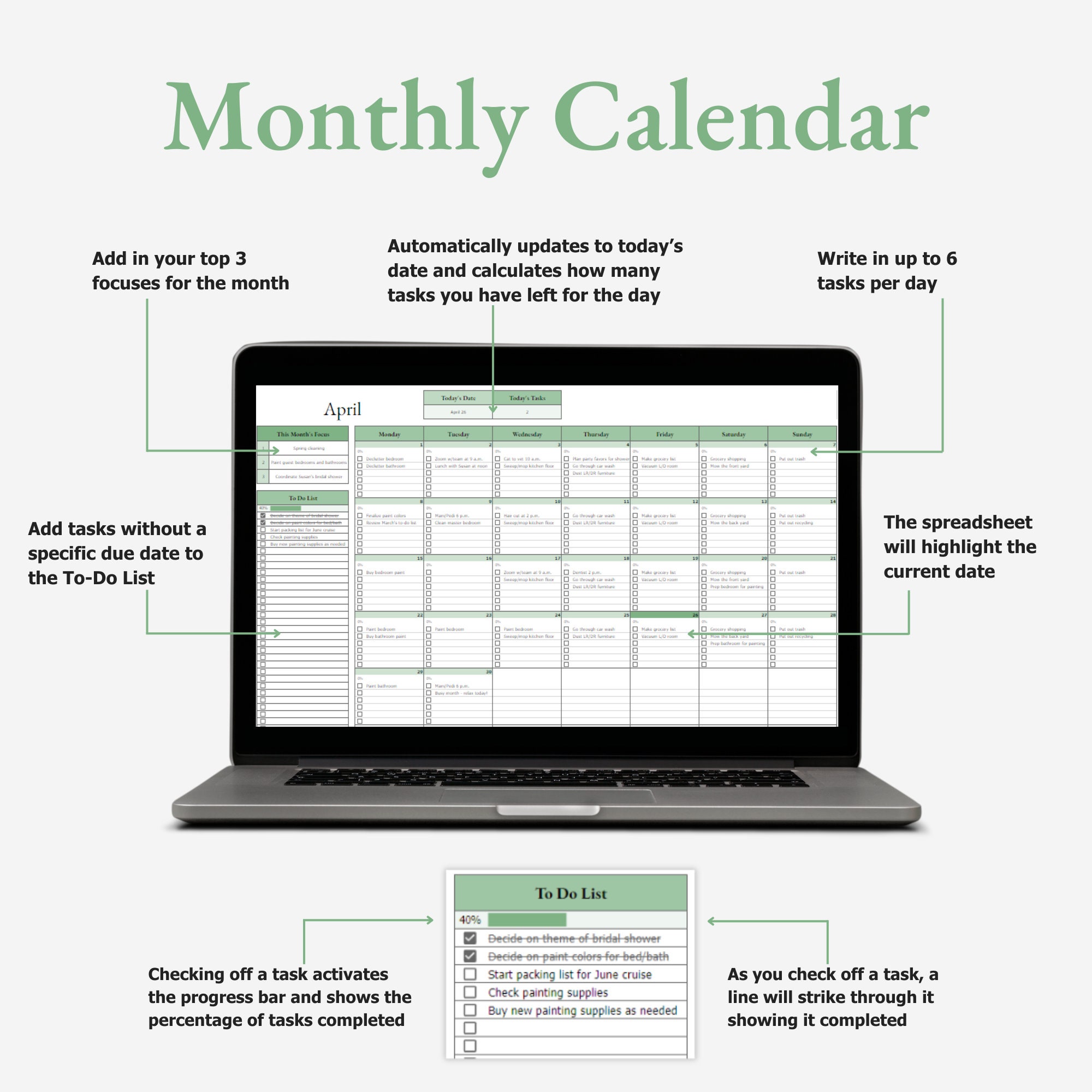 Editable Calendar for Google Sheets, Daily, Weekly, Monthly Task ...