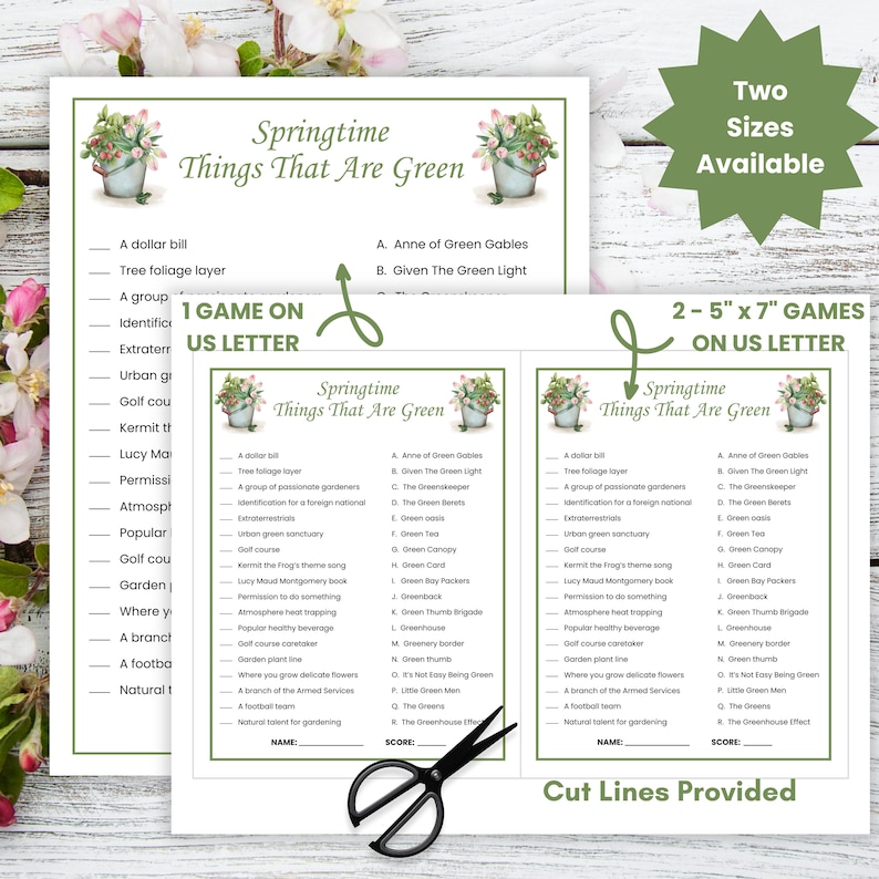 Printable Spring Party Games, Garden Party Games for Adults, Seniors ...