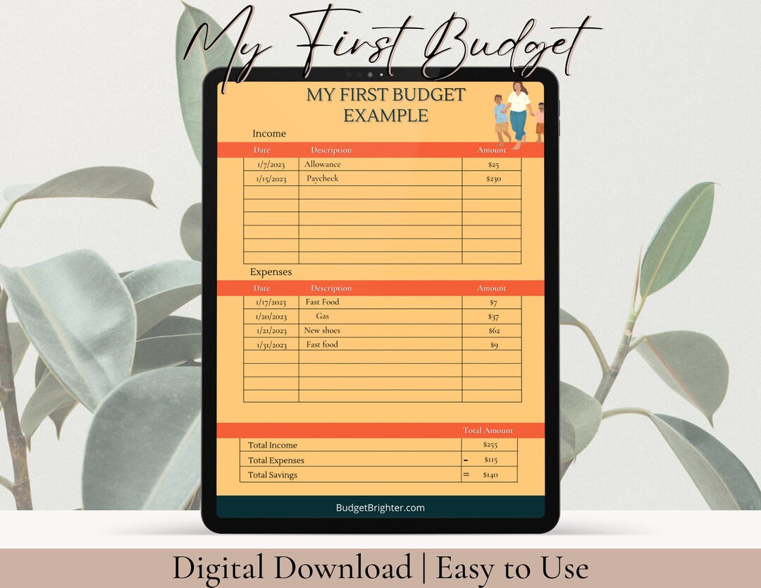 My First Budget Budget for Teens Budgeting Template for Students PDF ...