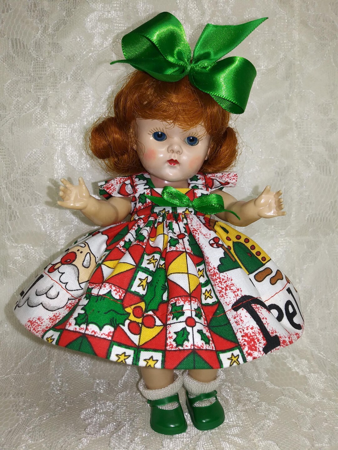 HOLIDAY SALE Santa and Gingerbread Man Dress for Ginny by Char 2024 - Etsy