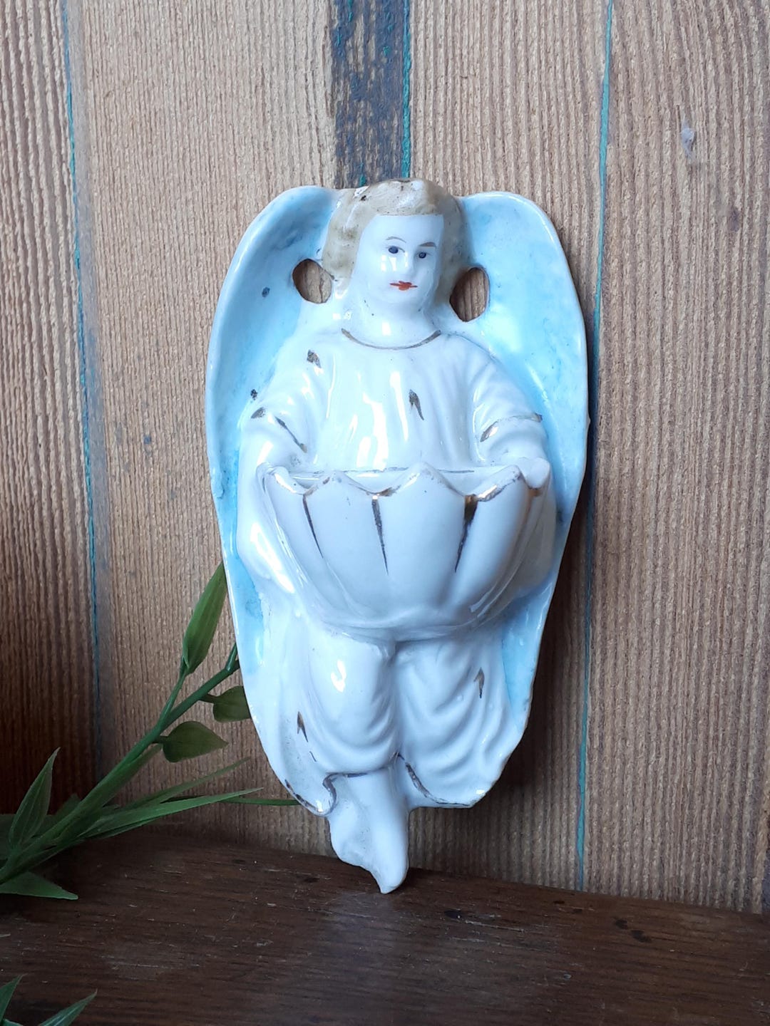 Antique Glazed Earthenware Wall Stoup With Angel, 19th Century - Etsy