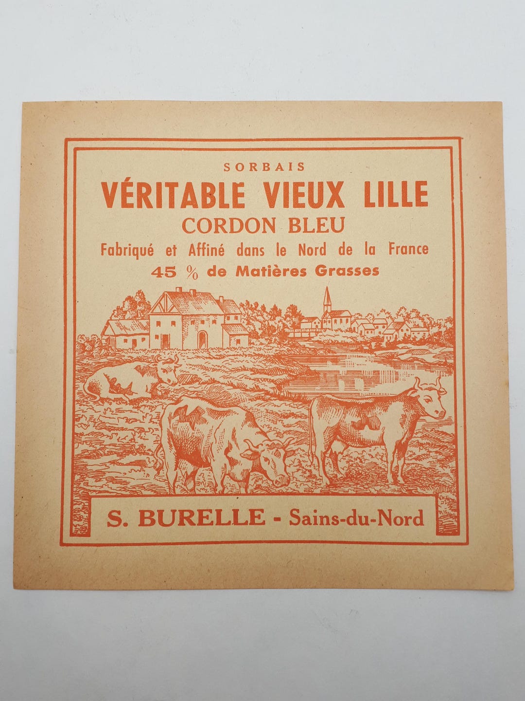 Old Label for Real Old Lille Burelle Cheese in Sains-du-nord - Etsy