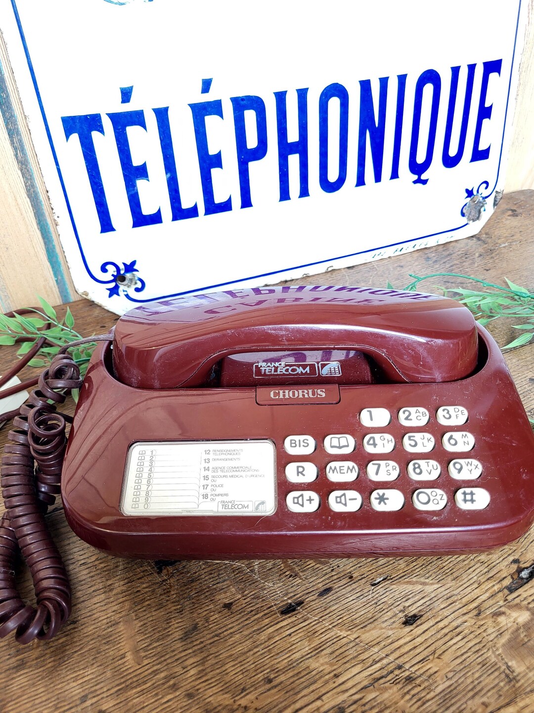 Vintage PTT French Telephone | Old Burgundy Red Telephone, France ...