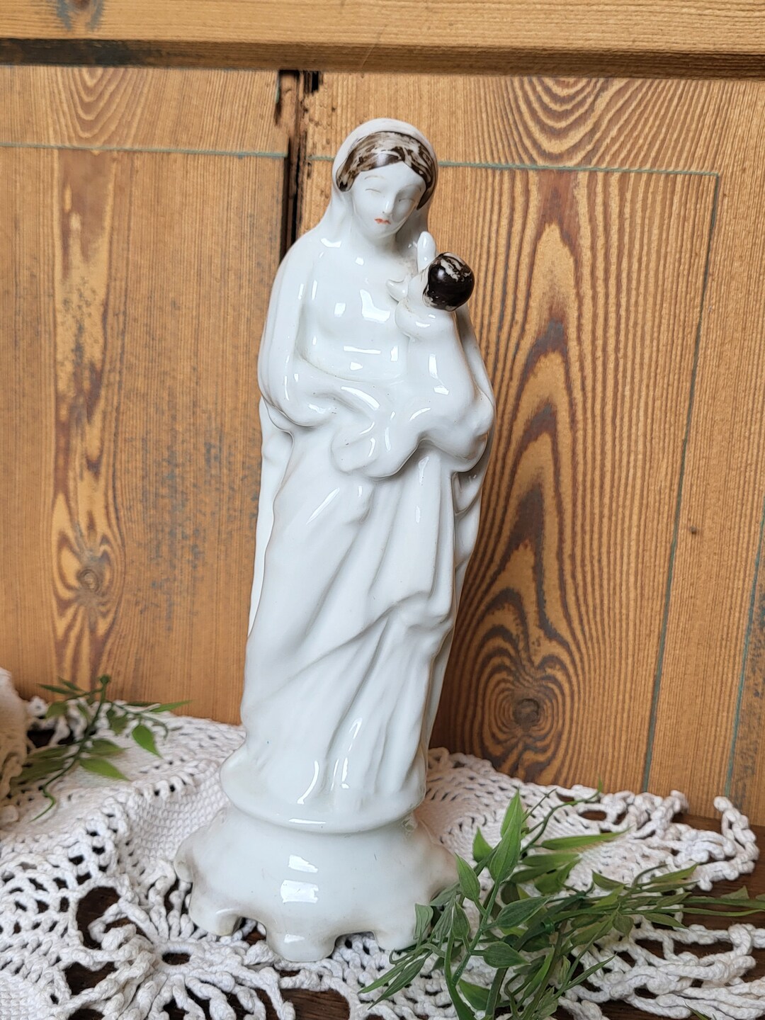 Religious Statue. Religious Statue, Glazed Earthenware. Holy Virgin and ...