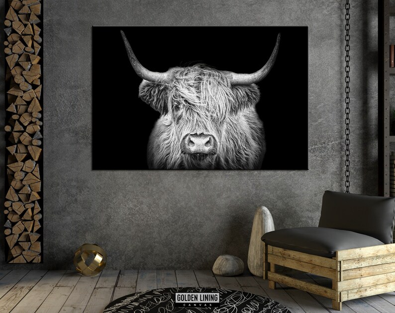 Silver Cow Canvas Print, Silver Highland Cow, Real Silver Canvas Print ...