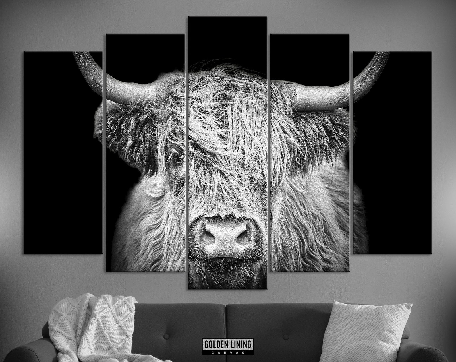 Silver Cow Canvas Print, Silver Highland Cow, Real Silver Canvas Print ...