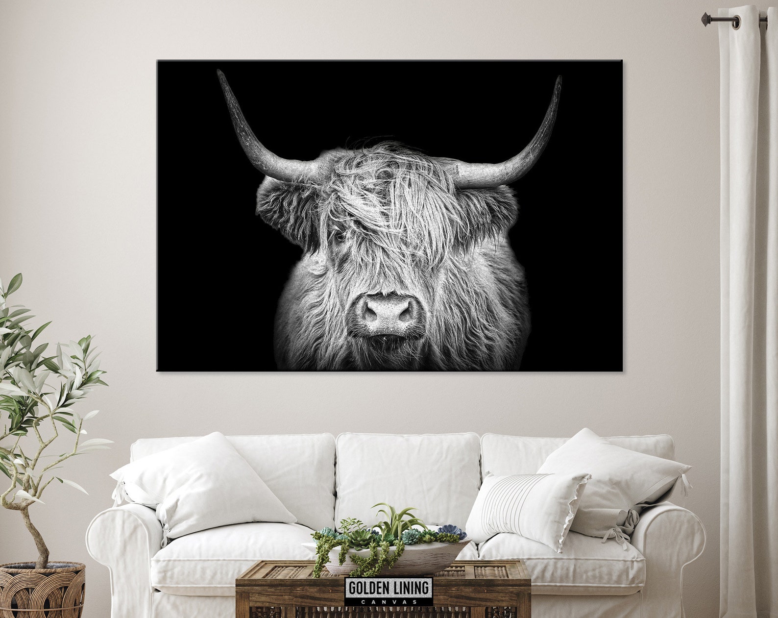Silver Cow Canvas Print, Silver Highland Cow, Real Silver Canvas Print ...