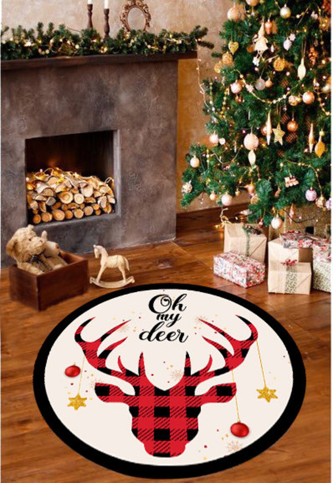 Christmas Rug, Round Christmas Carpet, Merry Christmas Rug, Christmas ...